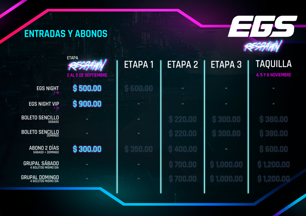 ¡Arranca la venta de boletos para el EGS Respawn!